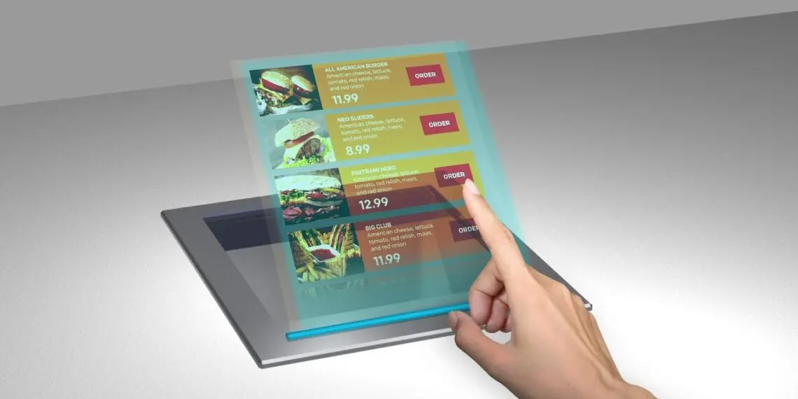 Holographic menus to order safe and contactless food