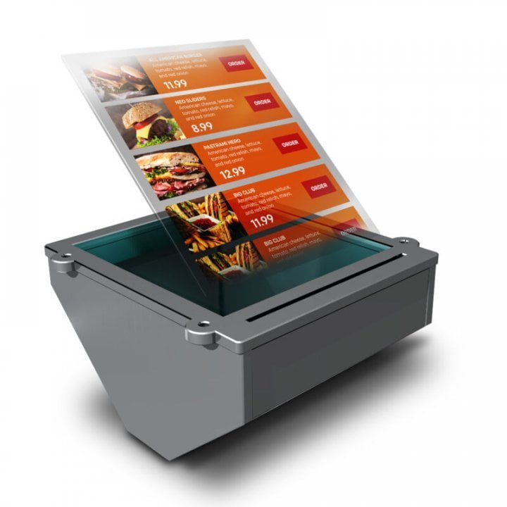 Holographic menus to order safe and contactless food