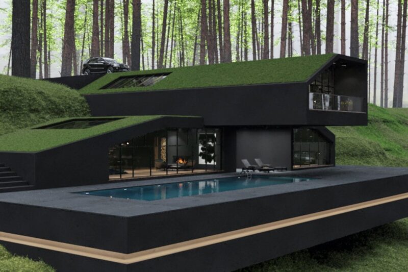 Modern design, green matrix: here is Black Villa | Near future